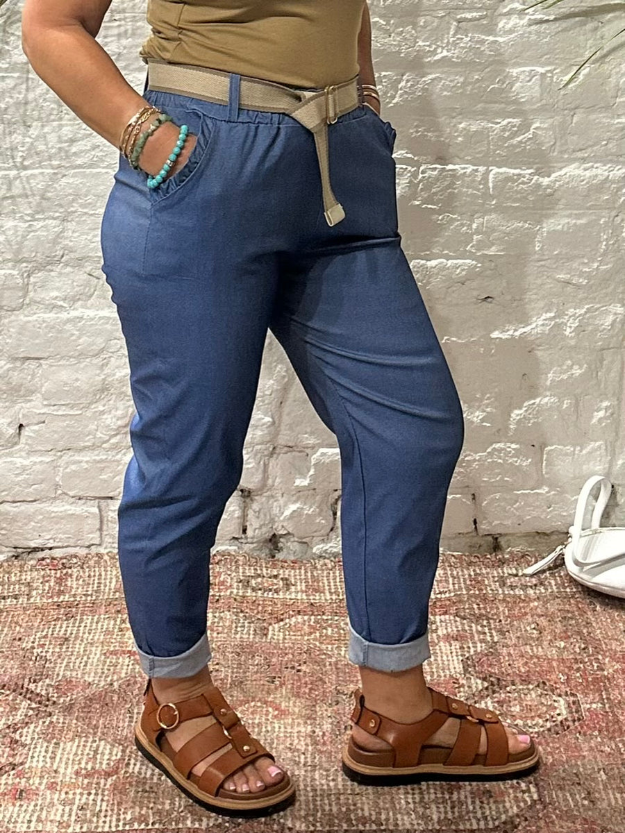 The Stretch Demi Magic Trouser Barrel Pant With Frill Pocket And Funky ...
