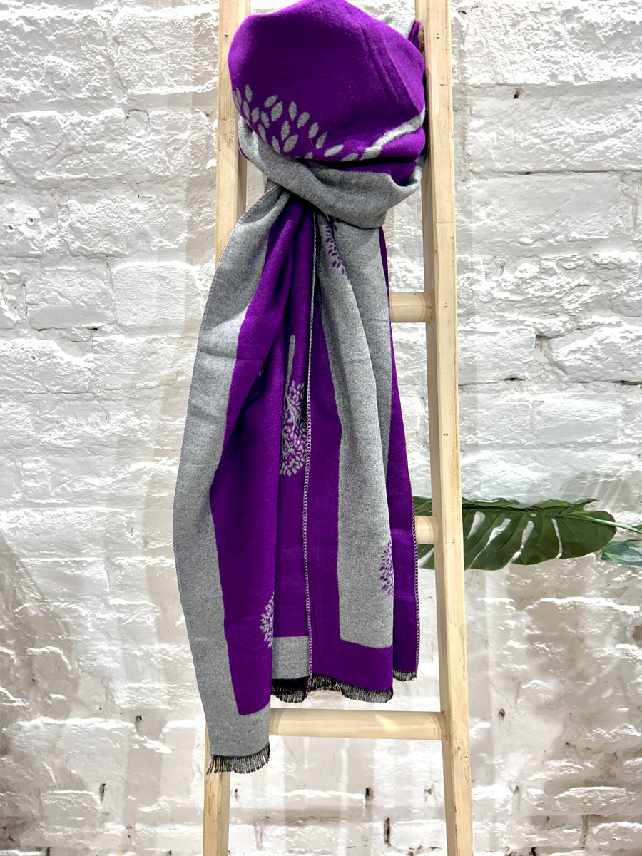 Oversized Reversible Heavy Tree of life scarf Cashmere Blend – The ...