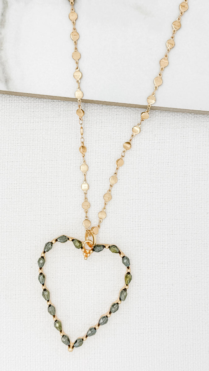 Envy Long Gold Necklace Funky Chain With Pink Gem large Heart – The ...